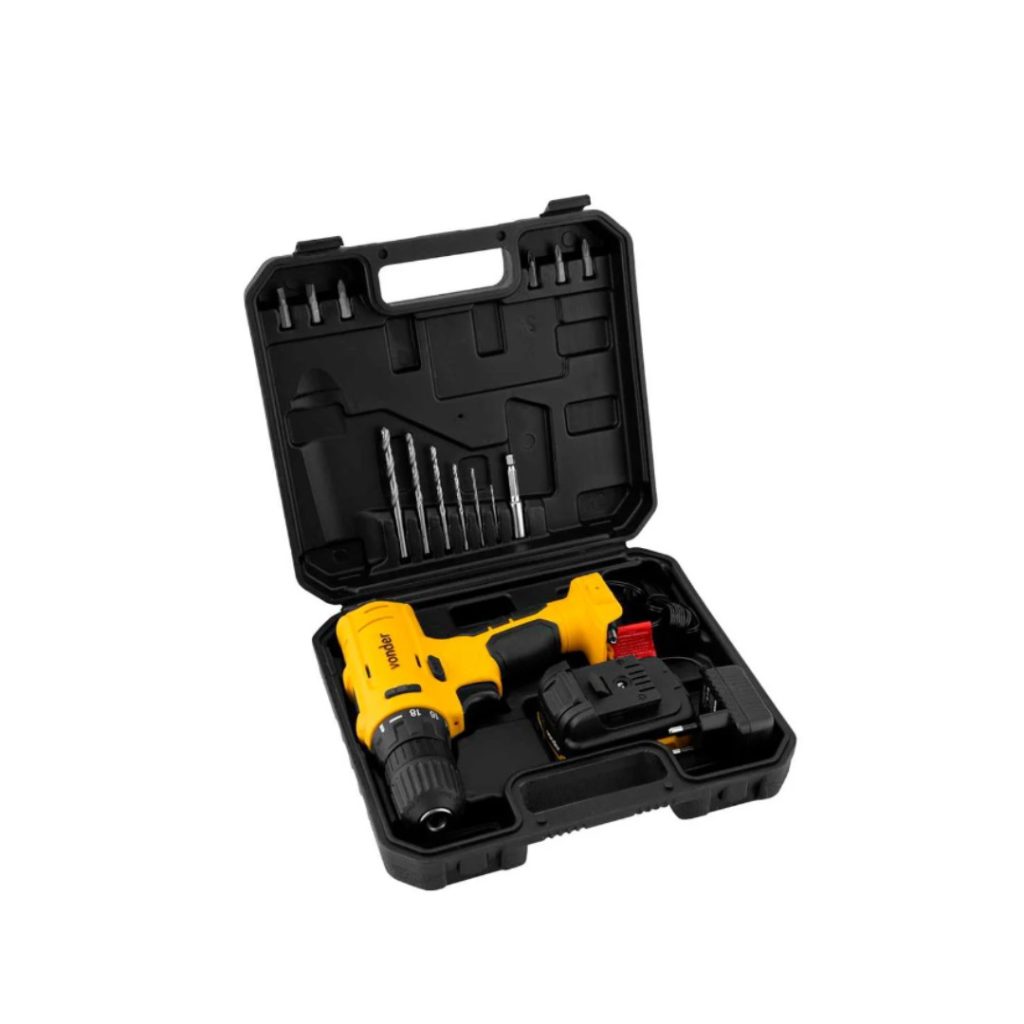 Parafusadeira/furadeira a bateria, 12 V, fonte bivolt automática - Mavampar